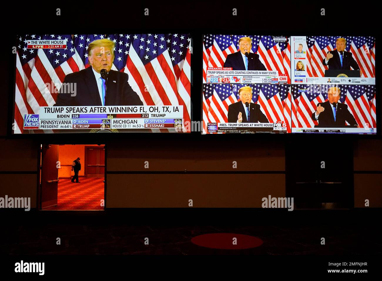 A live broadcast of President Donald Trump speaking from the White ...