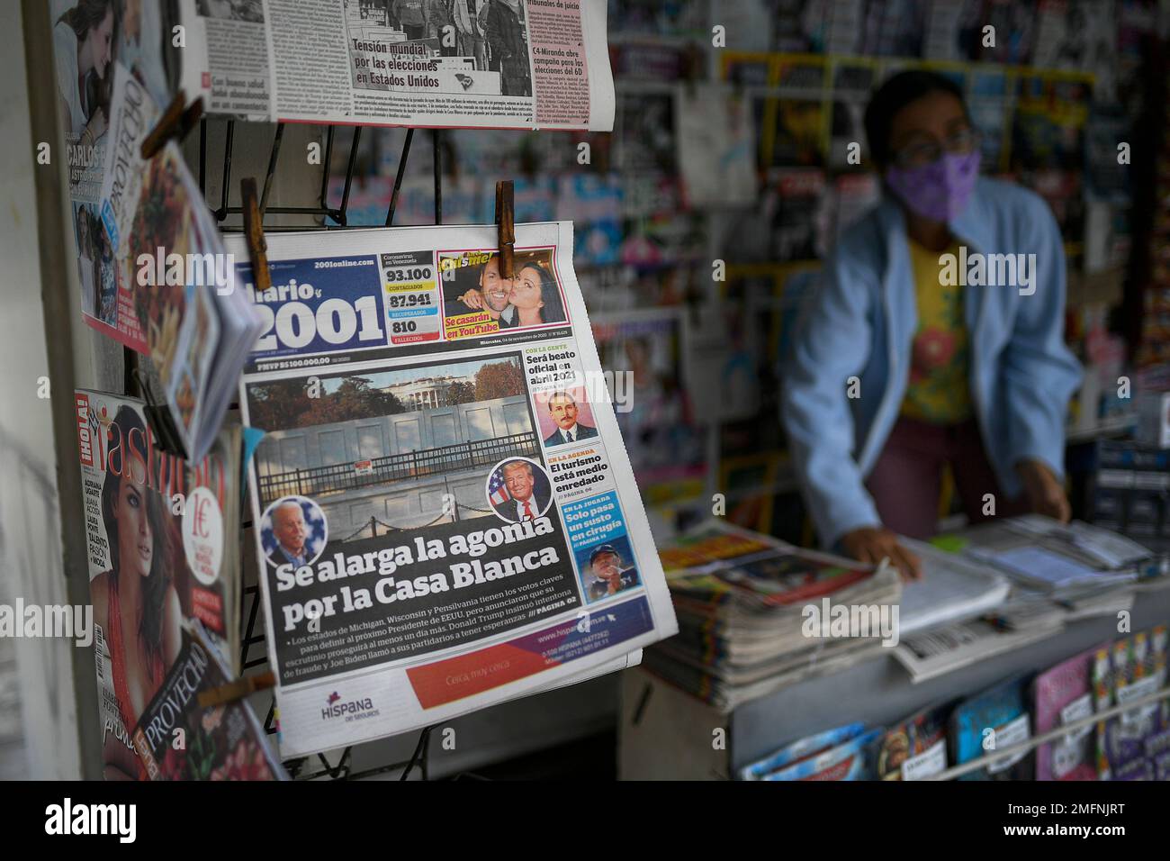The front page of Venezuelan newspaper Diario 2001 carries the Spanish ...