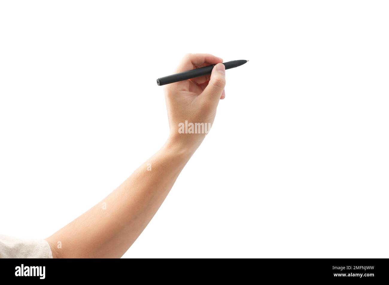 Hand holding black stylus pen isolated on white background Stock Photo ...