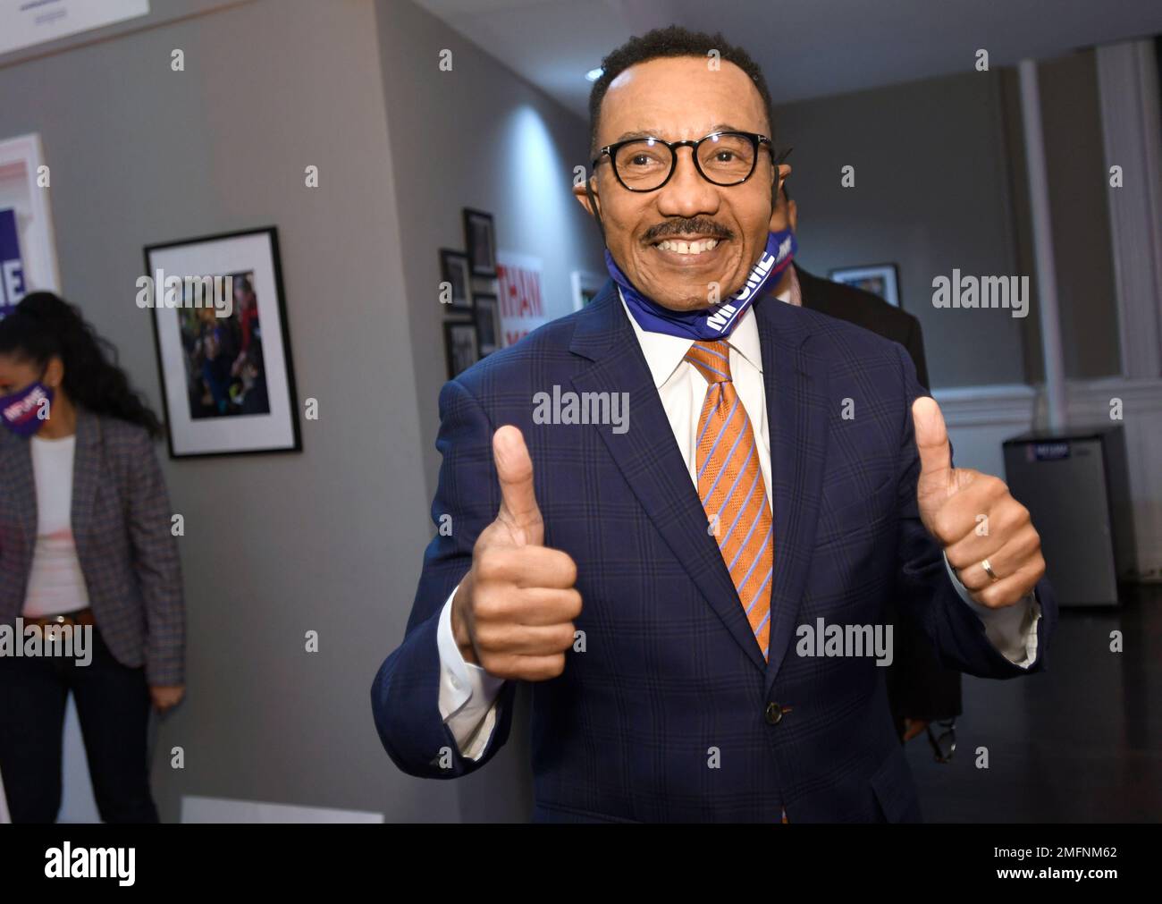 Incumbent Rep. Kweisi Mfume, D-Md, celebrates his victory in the ...