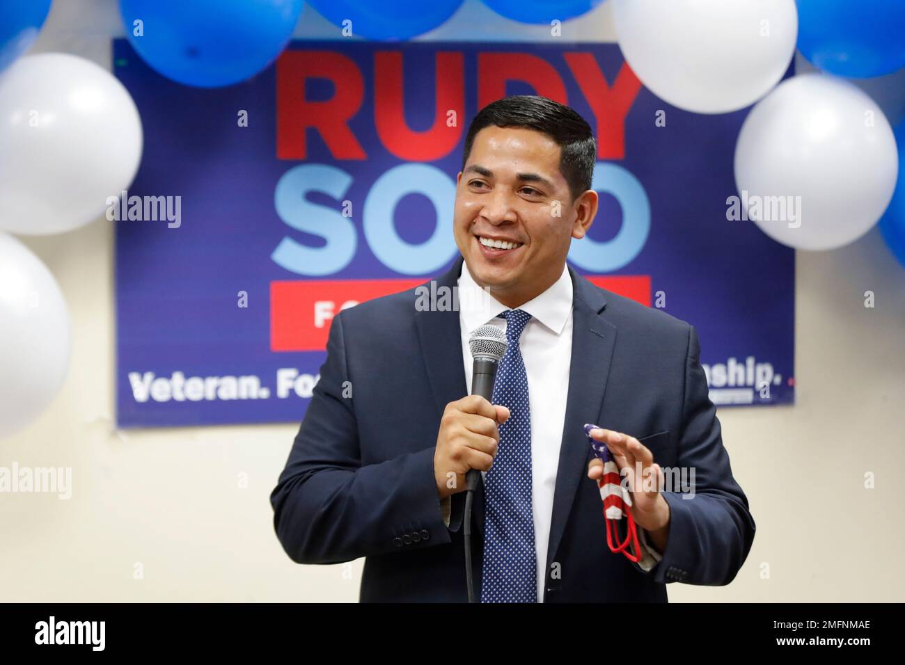Democratic congressional candidate Rudy Soto speaks in Boise, Idaho, on ...
