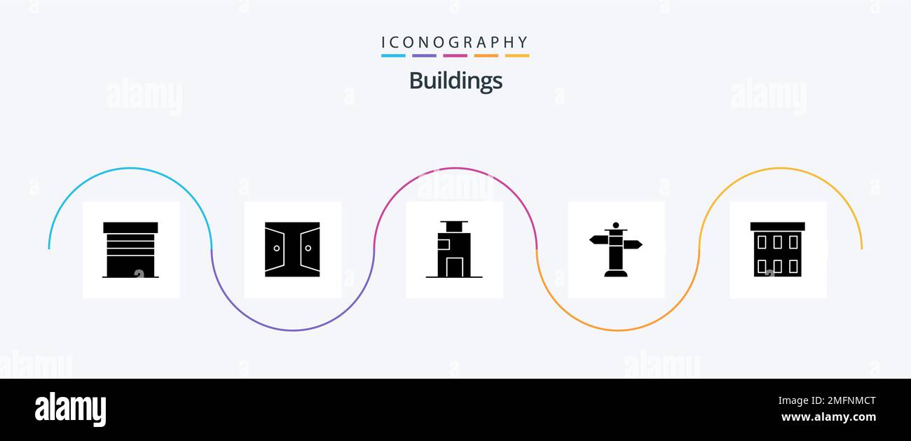 Buildings Glyph 5 Icon Pack Including building. sign. home gate ...