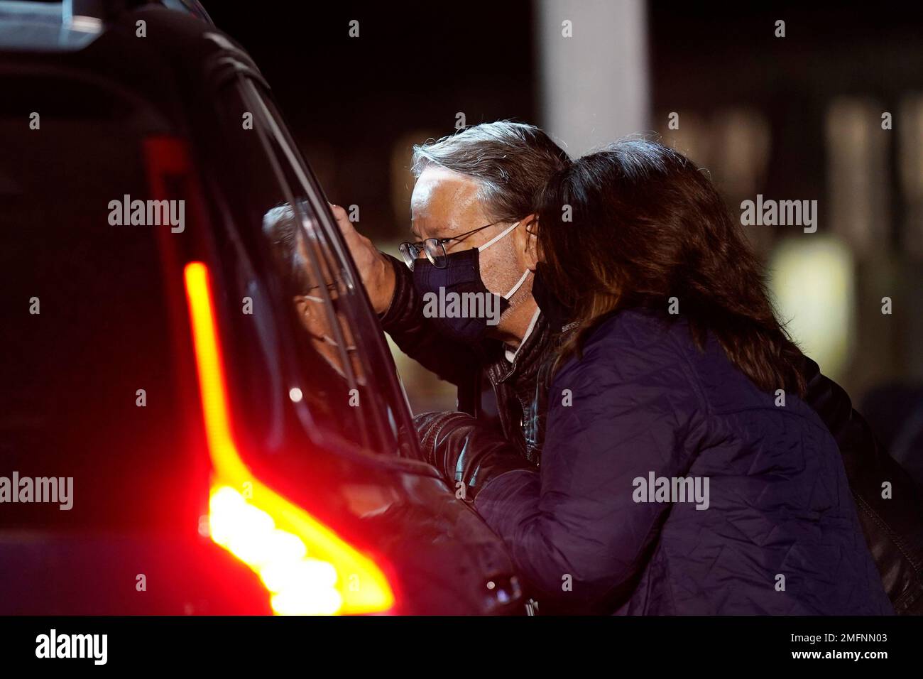 Sen. Gary Peters, D-Mich., and his wife, Colleen Ochoa, greet ...