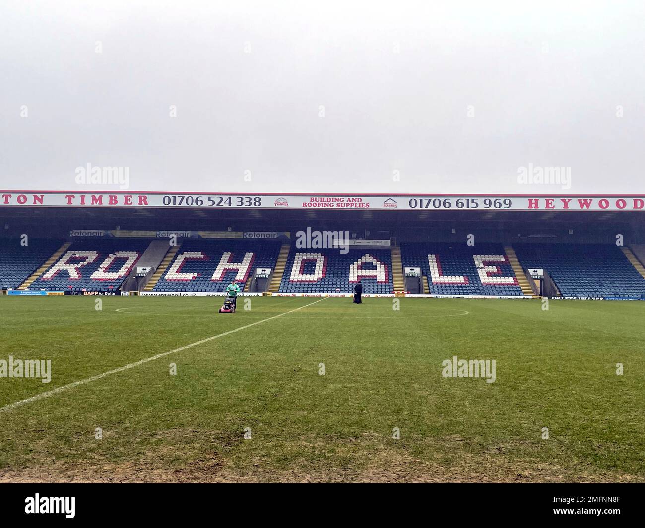 General view inside the Crown Oil Arena, home of Rochdale A.F.C Stock ...