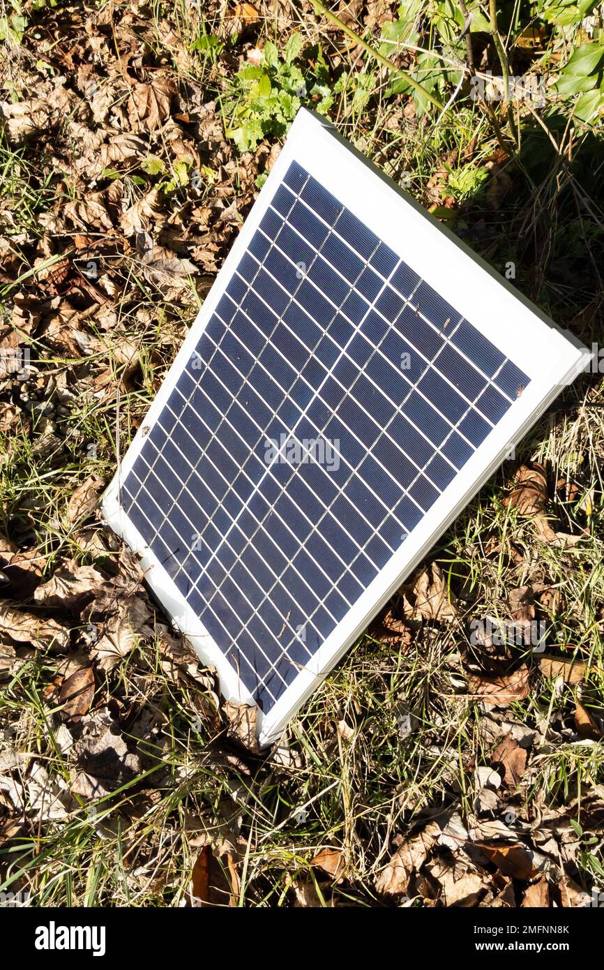 Small solar panel photovoltaic electric system in outdoor garden Stock ...