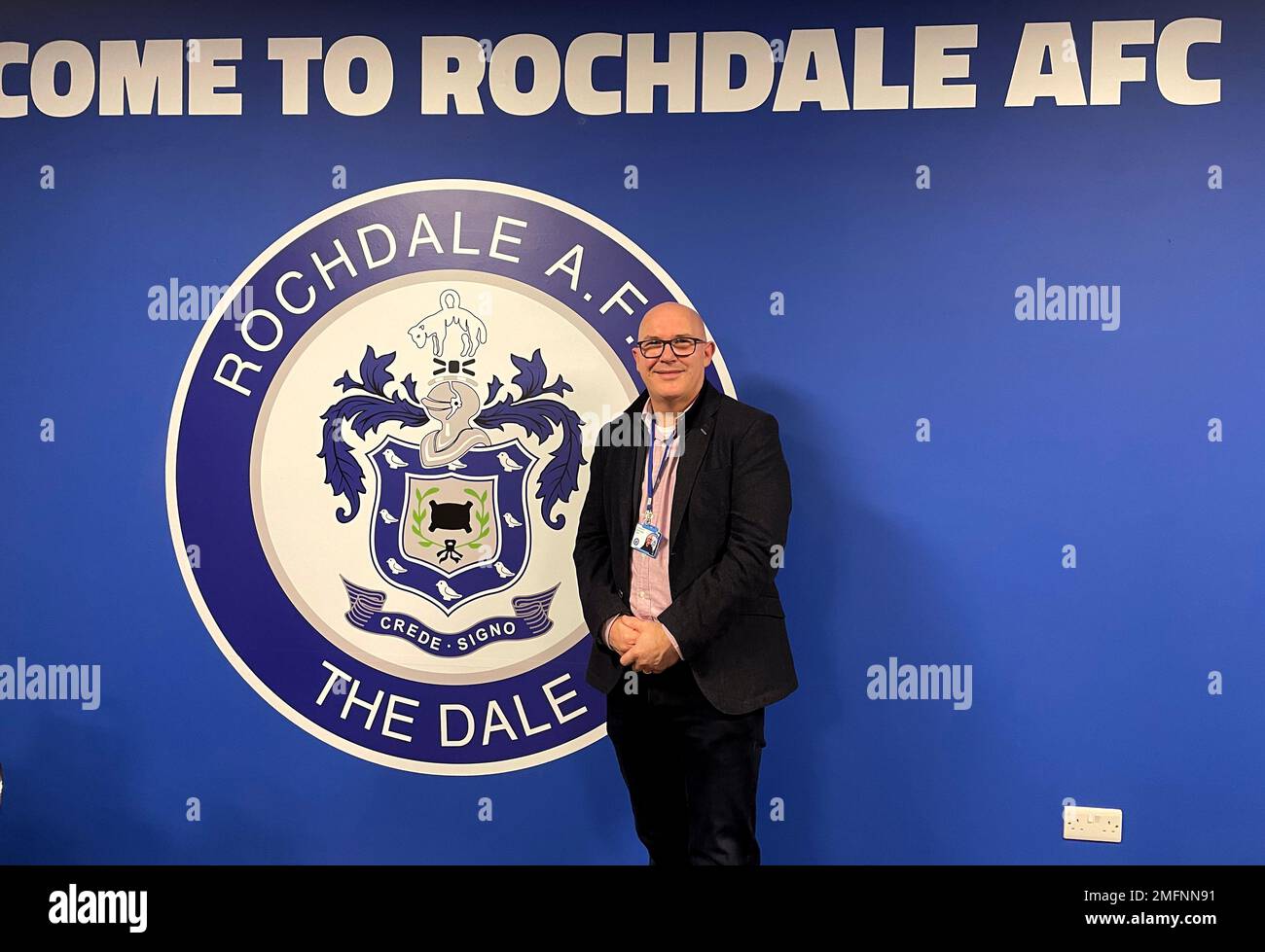 Rochdale chairman Simon Gauge at the Crown Oil Arena, home of Rochdale ...