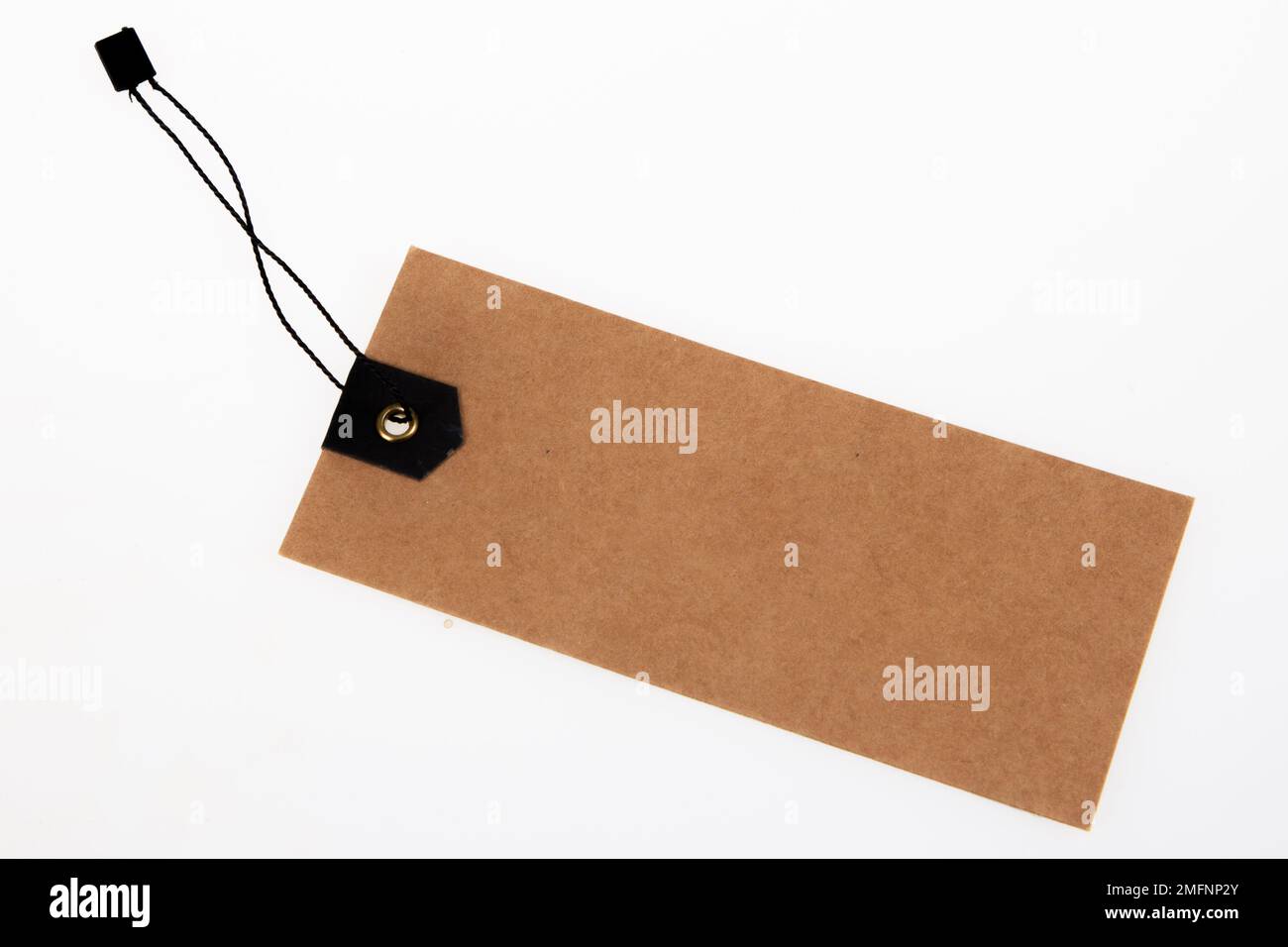 brown tag with empty string label empty mockup isolated in white ...