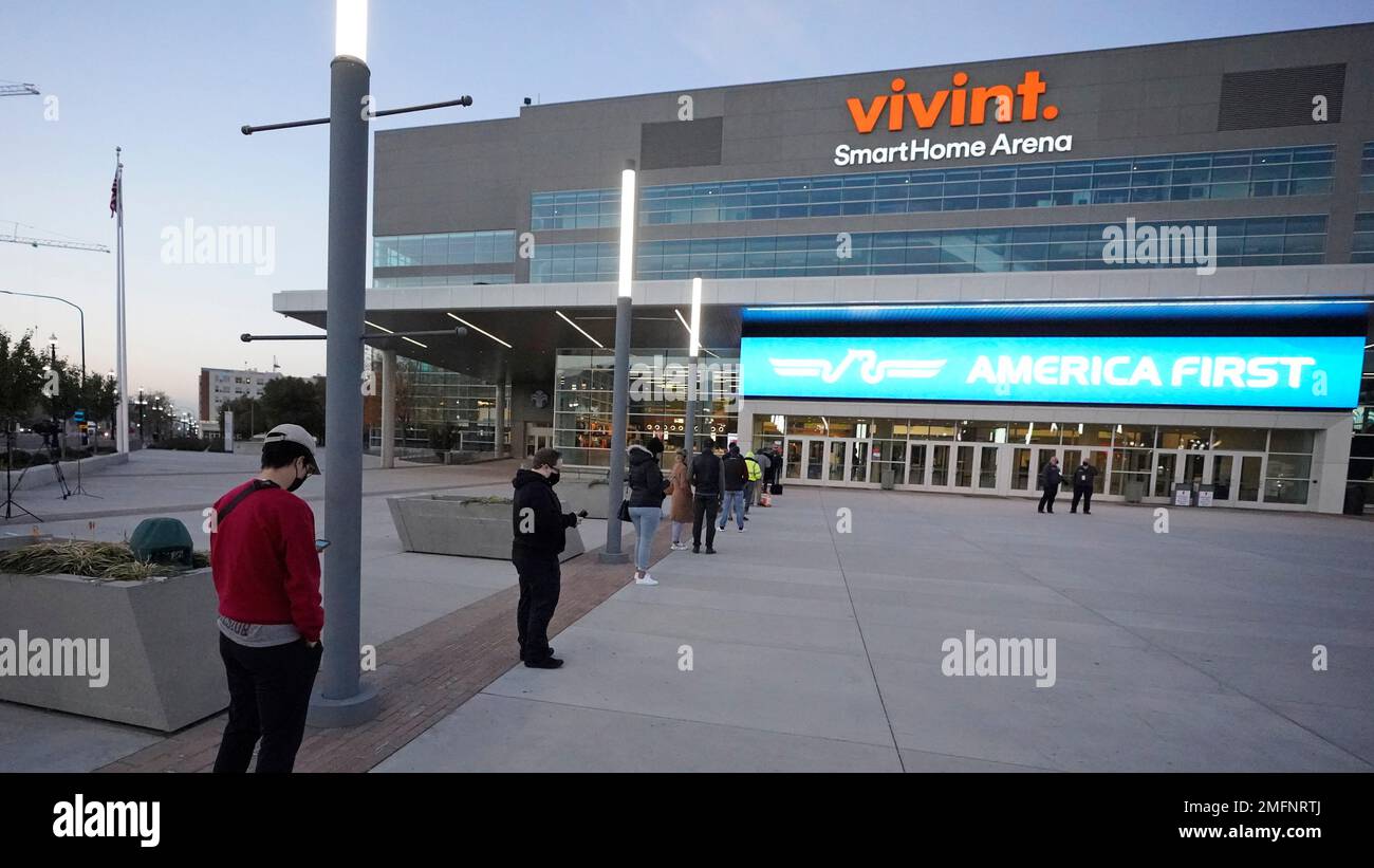 People line up to vote at the Vivint Smart Home Arena Tuesday, Nov. 3 ...