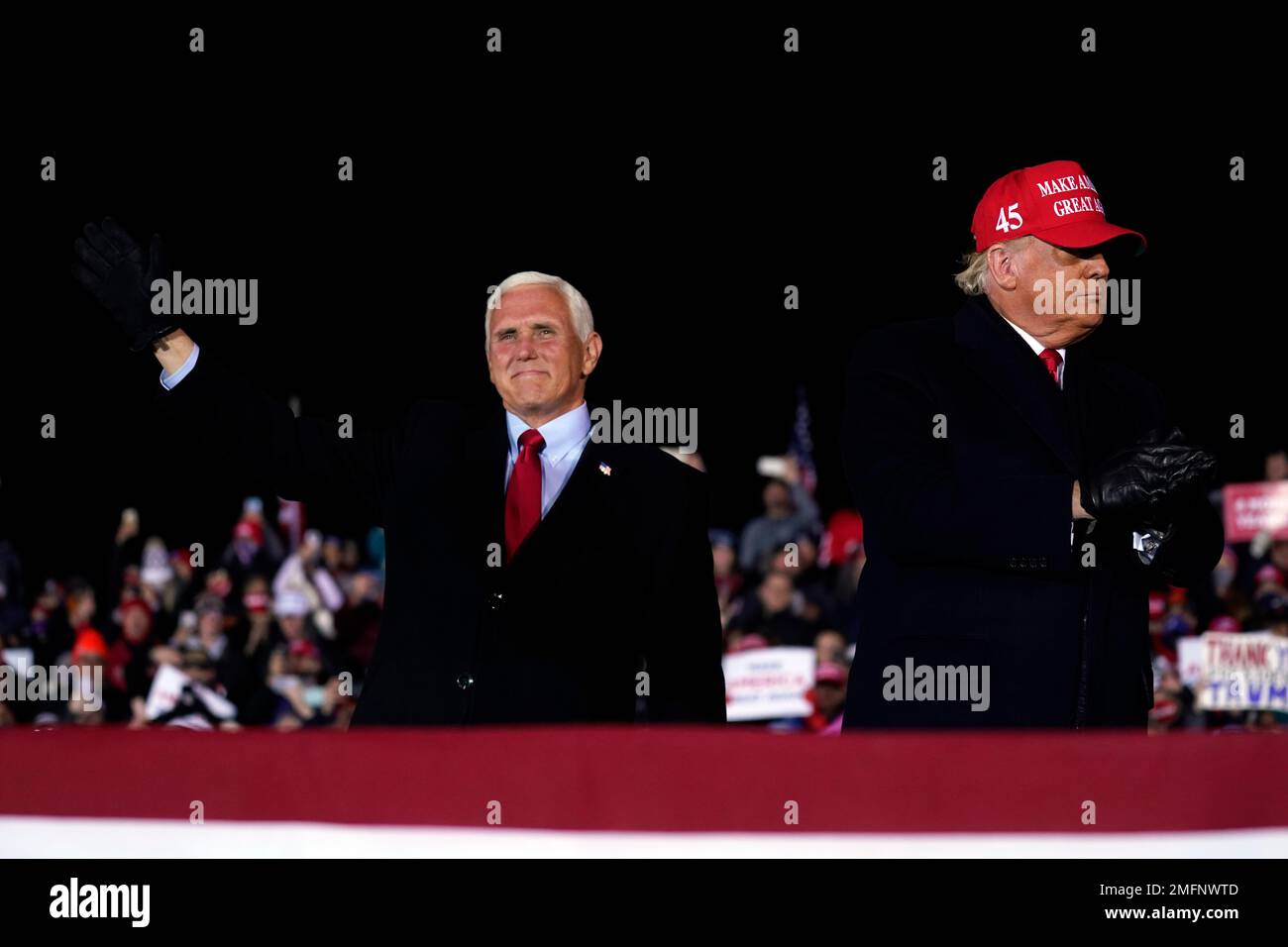 President Donald Trump arrives for a campaign rally at Gerald R. Ford ...