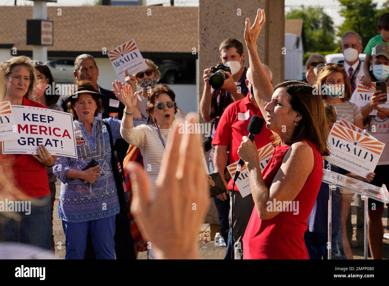 Arizona Republican Sen. Martha McSally sings "God Bless America" as she ...