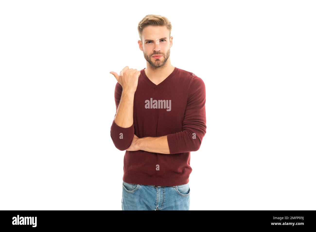 guy with stubble on background, pointing. photo of guy with stubble ...