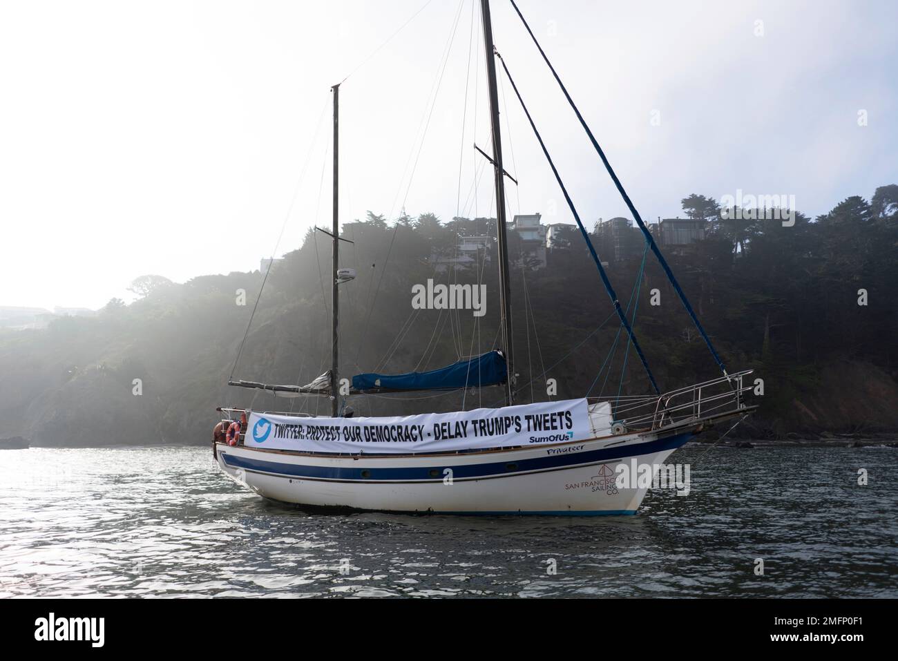 IMAGE DISTRIBUTED FOR SUMOFUS - A boat displaying a banner intended to ...