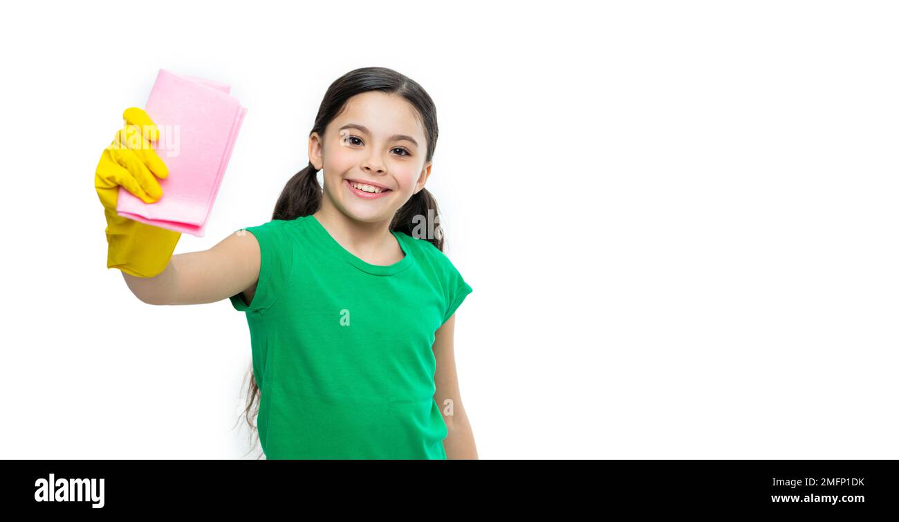 girl cleaner do chores on background, copy space. photo of girl cleaner ...