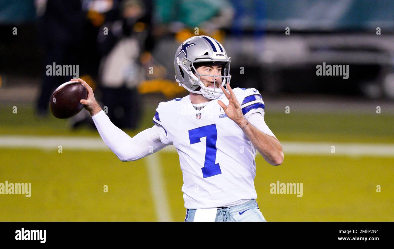 Dallas Cowboys' Ben DiNucci plays during an NFL football game against ...
