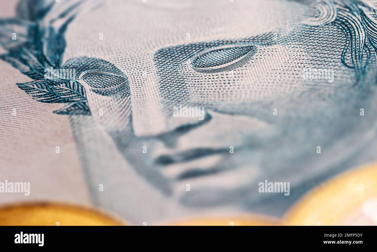 cash, Brazilian money, called REAL, drawn from the bank. Savings and ...