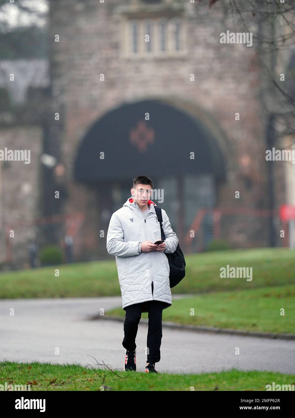 Wales' Josh Adams during a training session at the Vale Resort, Hensol ...