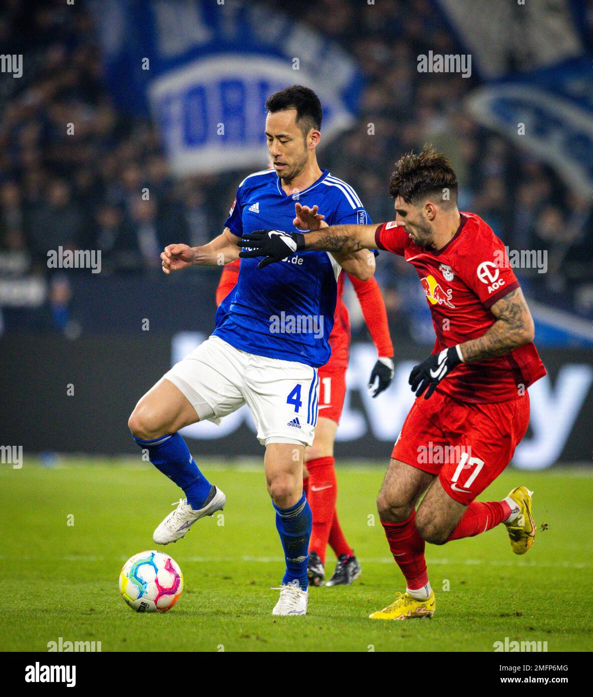 Gelsenkirchen, Germany. 24th Jan, 2023. Maya Yoshida (S04), Dominik ...