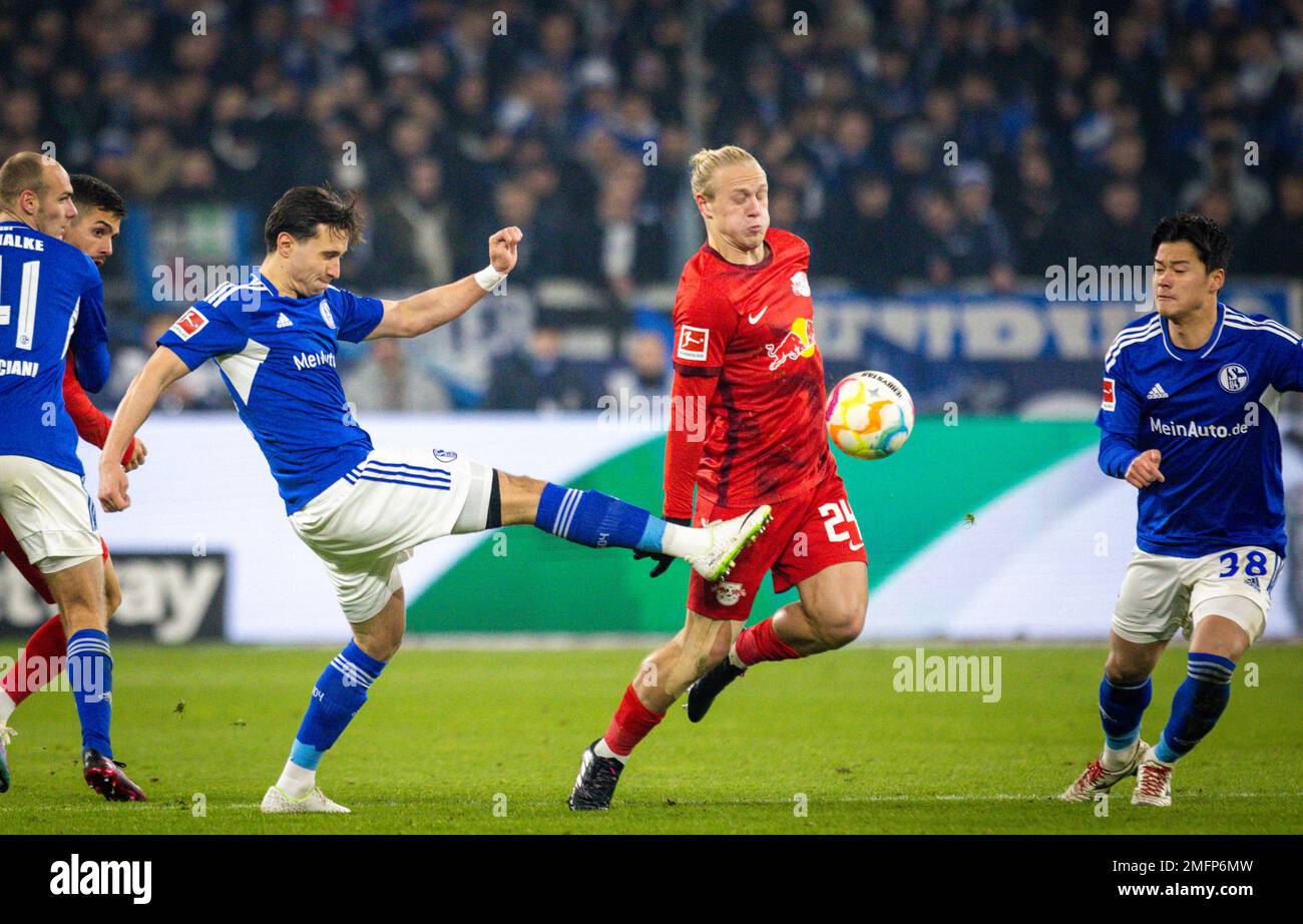 Gelsenkirchen, Germany. 24th Jan, 2023. Andreas Ivan (S04), Xaver ...