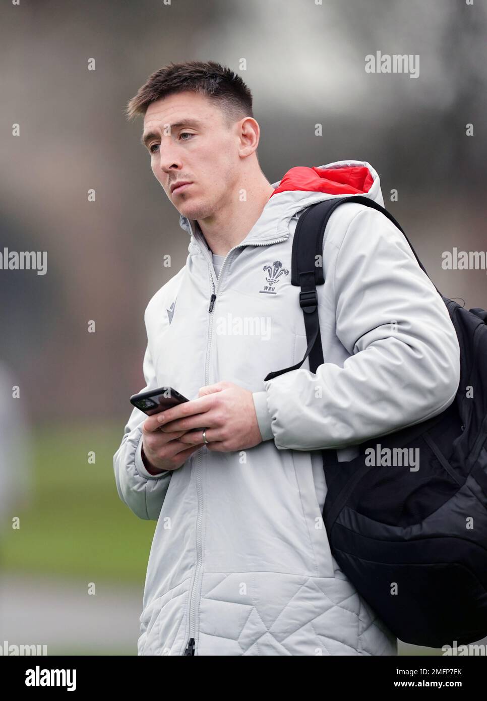 Wales' Josh Adams during a training session at the Vale Resort, Hensol ...