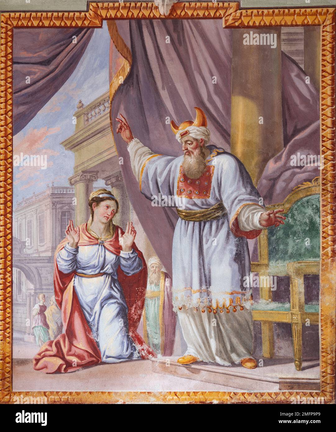 VARALLO, ITALY - JULY 17, 2022: The baroque fresco high priest Heli ...