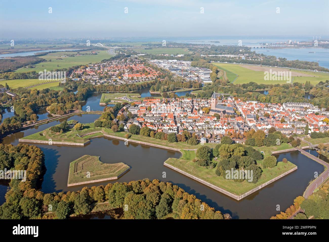 Aerial from the traditional city Naarden in the Netherlands Stock Photo ...