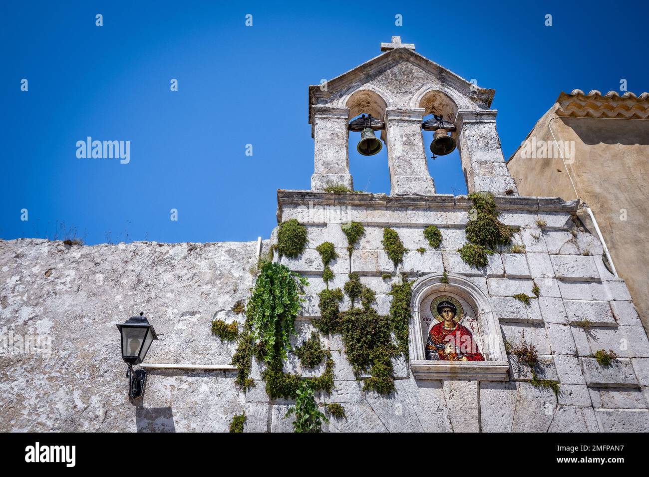 Exterior view of the 16th century Greek Orthodox monastery of Agios ...