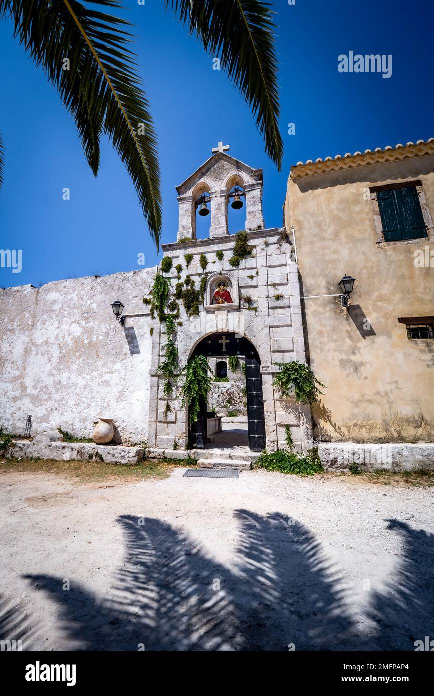 Exterior view of the 16th century Greek Orthodox monastery of Agios ...