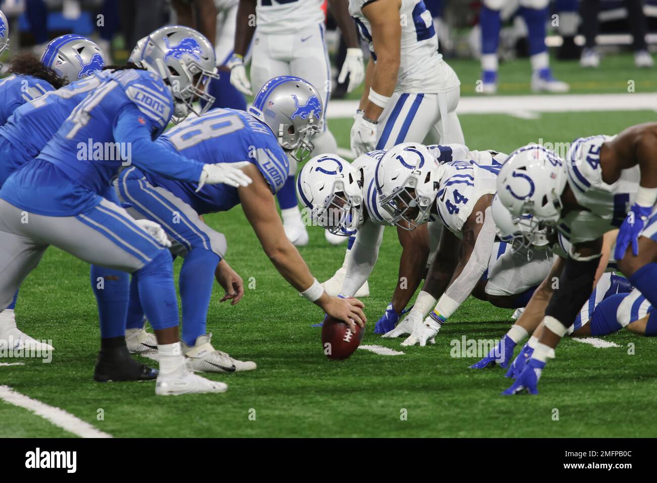 The Detroit Lions and the Indianapolis Colts face off at the scrimmage ...