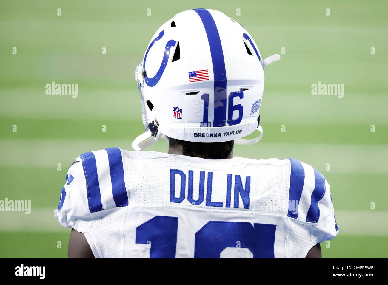 Social justice sticker for Breonna Taylor on the helmet of Indianapolis ...