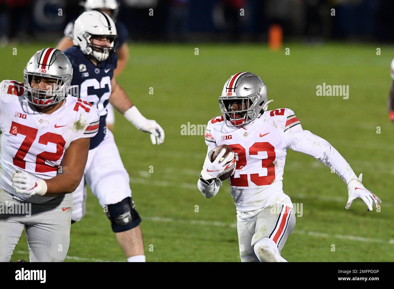 Ohio State safety Marcus Hooker (23) returns an interception thrown of ...