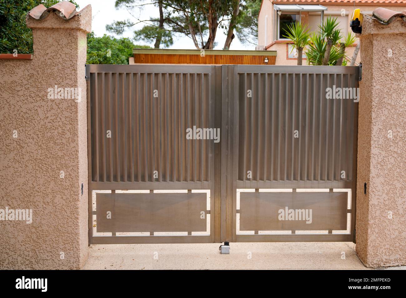 gate rust grey panel brut rusty steel metal house portal of a ...