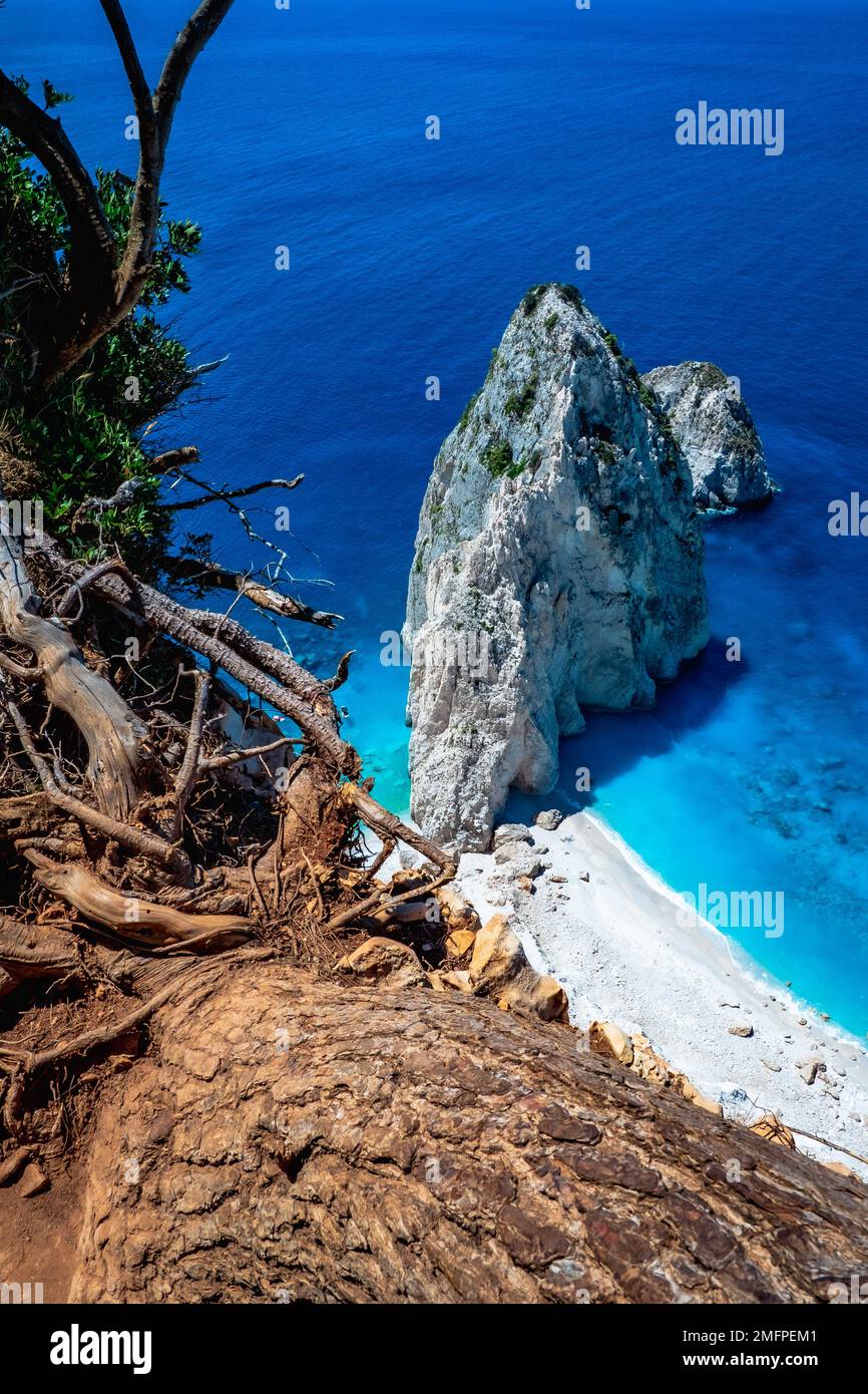 Myzithres beach, a secluded headland, one of the most scenic spots on ...