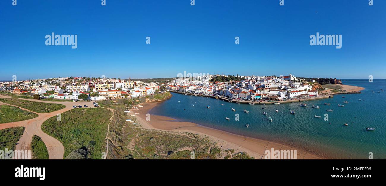 Panorama from the traditional village Ferragudo in the Algarve Portugal ...
