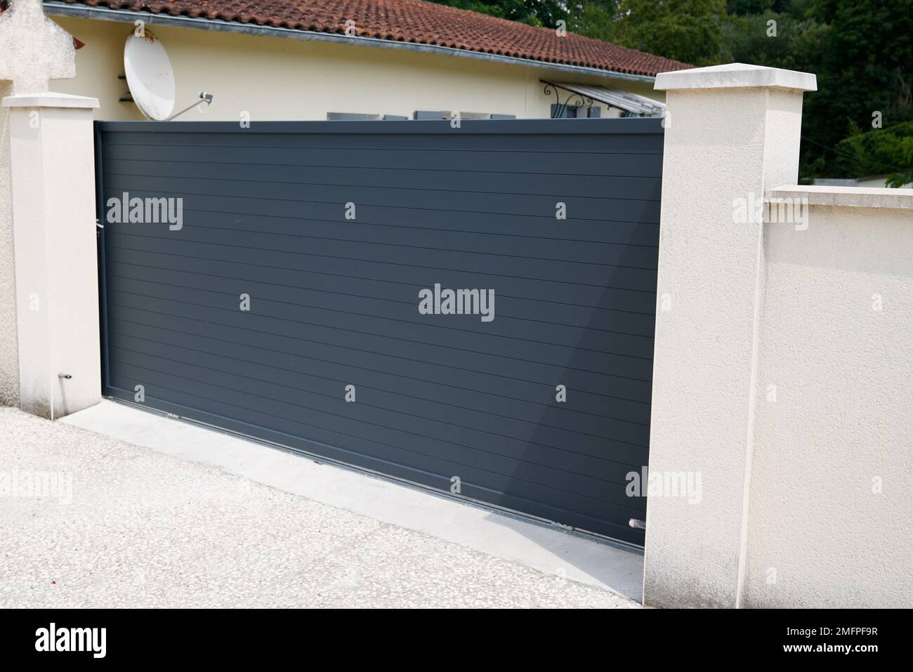 gray new high aluminum modern home grey gate portal of suburb door ...