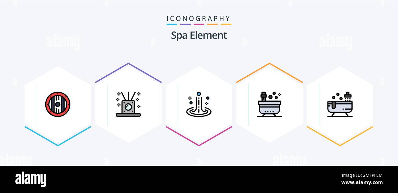 Spa Element 25 FilledLine icon pack including bathroom. tub. effect ...
