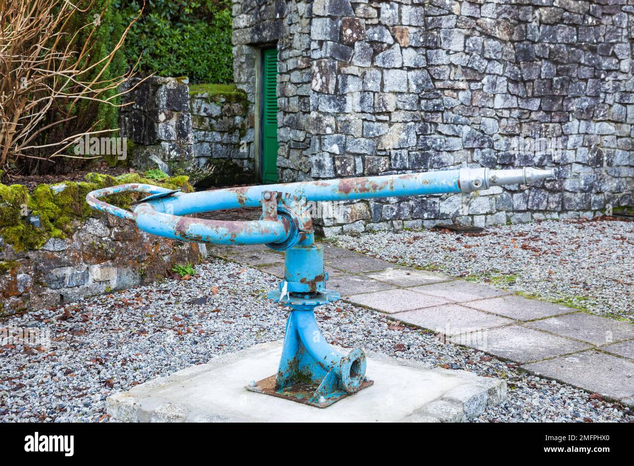 Water jet at Wheal Martyn Clay Works in Cornwall which is used to blast ...