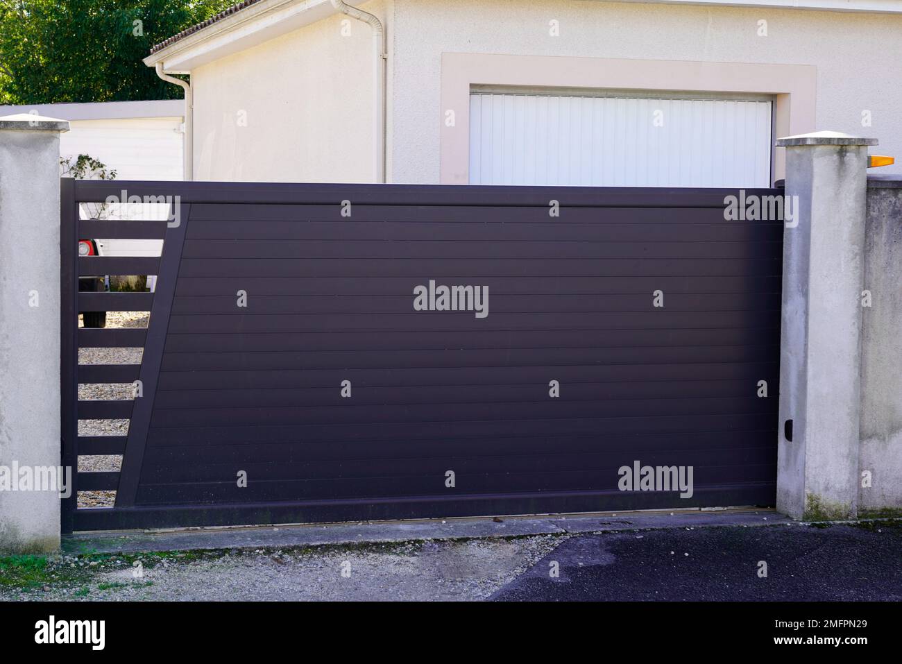 dark grey slide high modern gate aluminum gray portal sliding in suburb ...