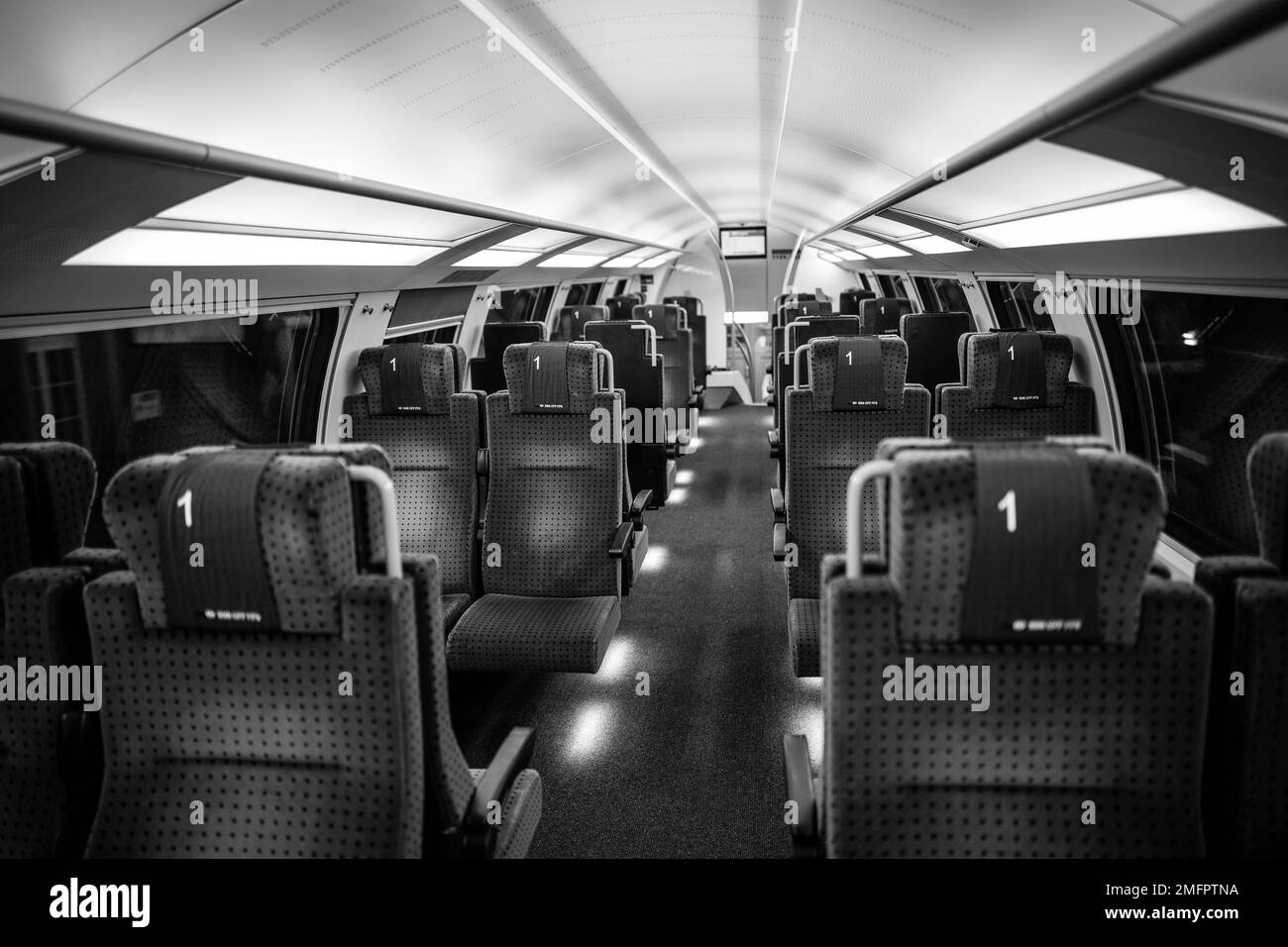 The first class seats CFF SBB Swiss railways company upper part of a ...