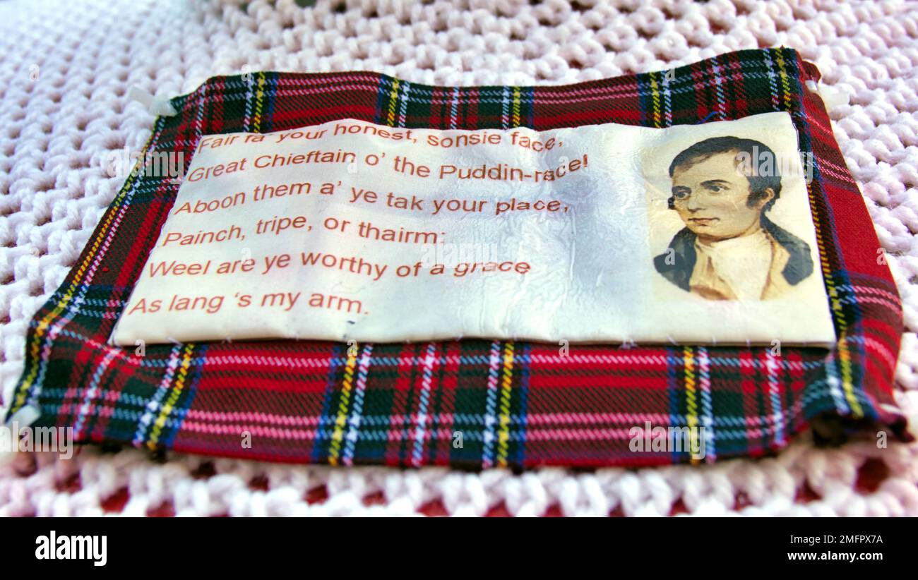 Glasgow, Scotland, UK 25th January, 2023.Burns night knitted mail box ...