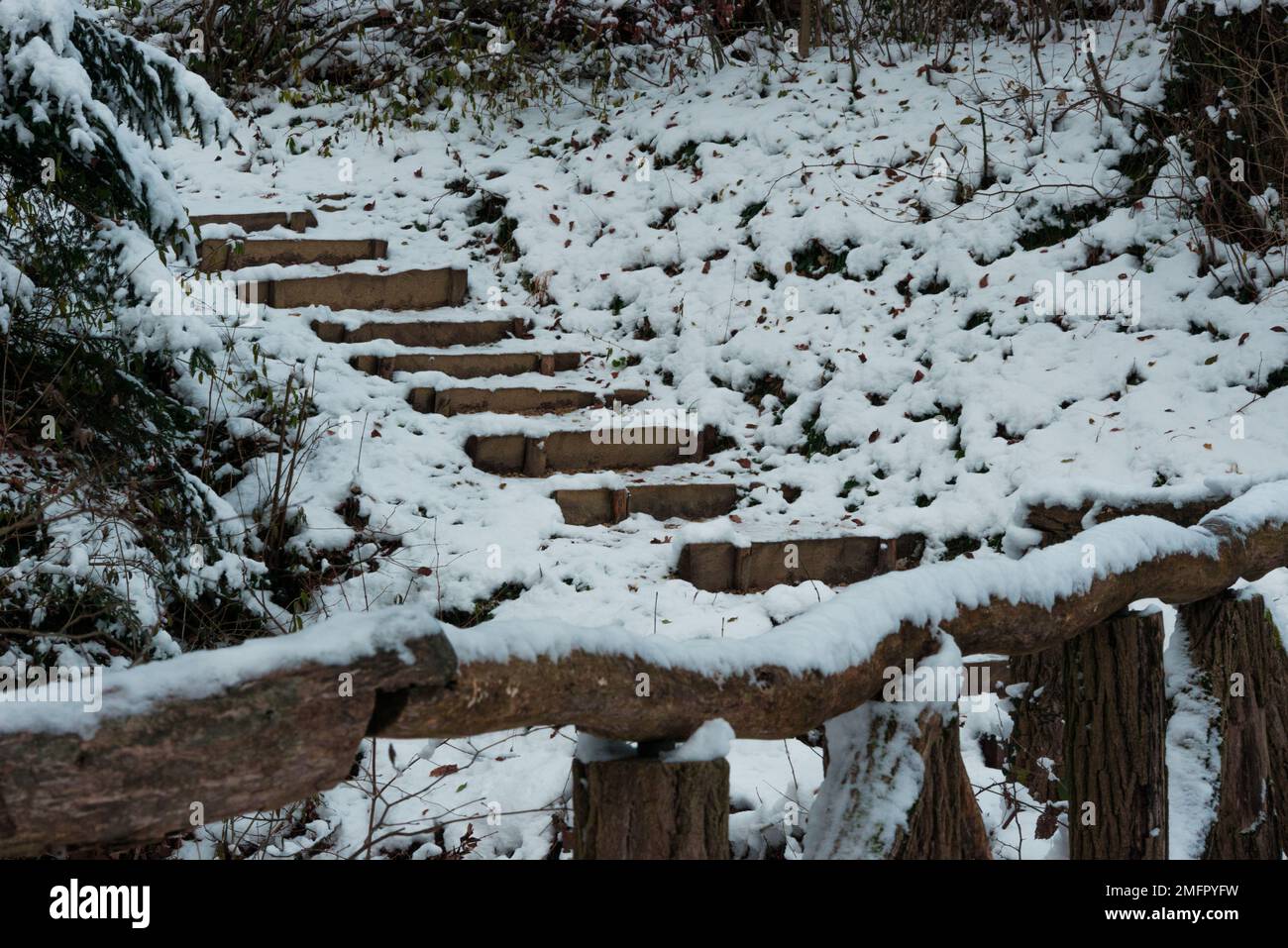 over the bridge up through the stairs Stock Photo - Alamy