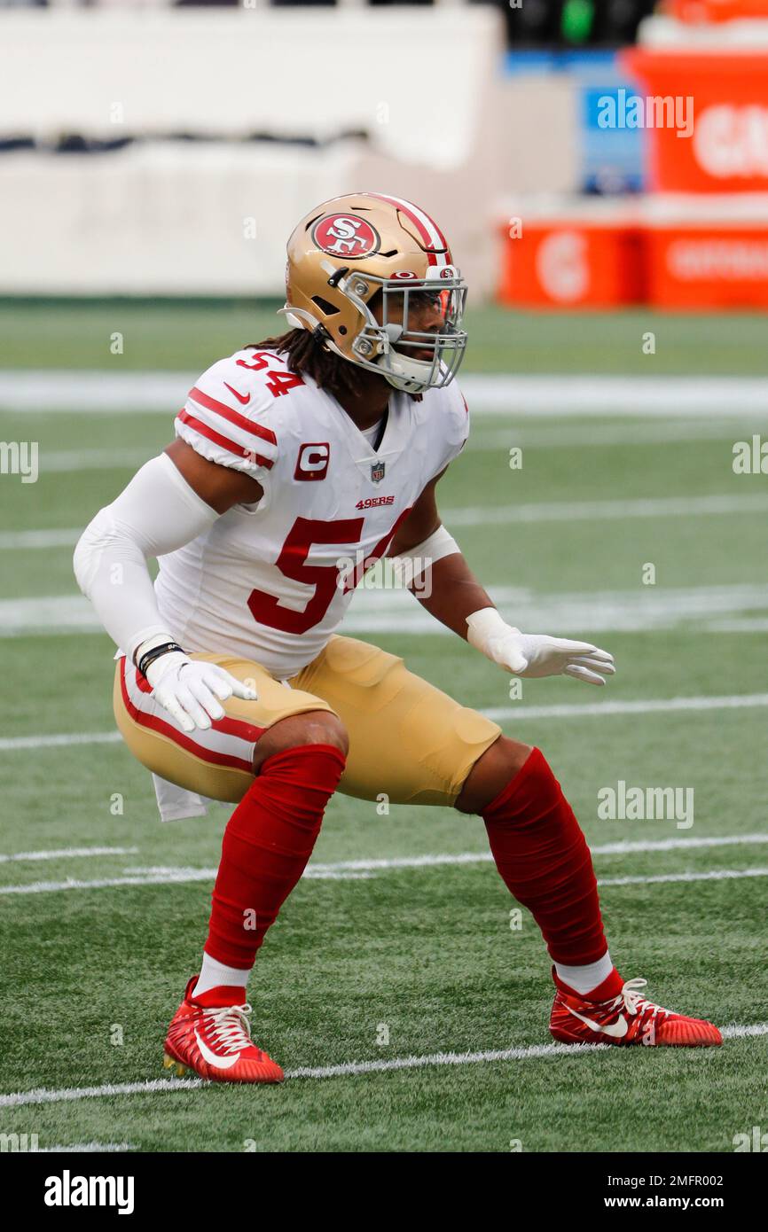 San Francisco 49ers linebacker Fred Warner before an NFL football game ...