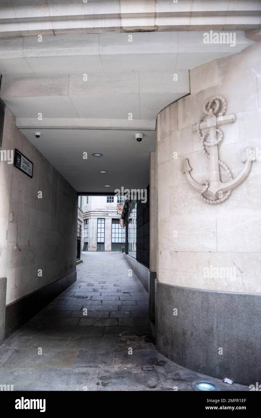 Change Alley, also known as Exchange Alley, in City of London, UK ...