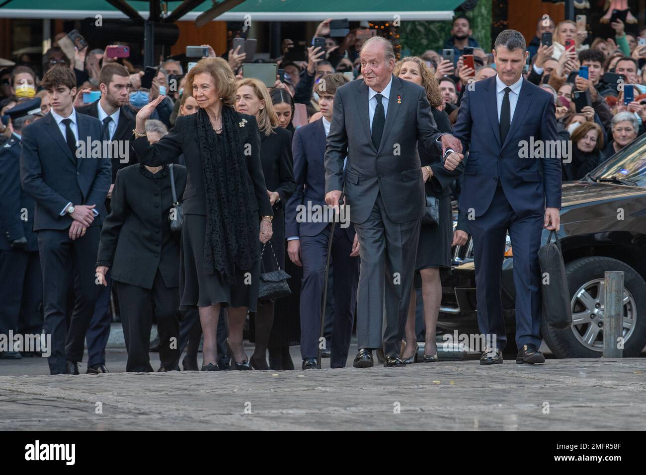 Athens, Greece. 16th January 2023. Queen Sofia of Spain and King Juan ...