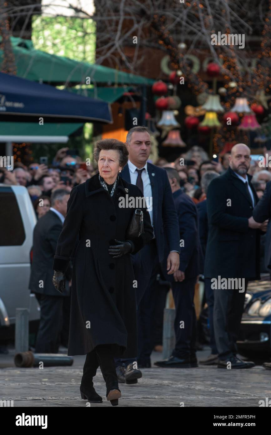 Athens, Greece. 16th January 2023. Princess Anne the Princess Royal ...