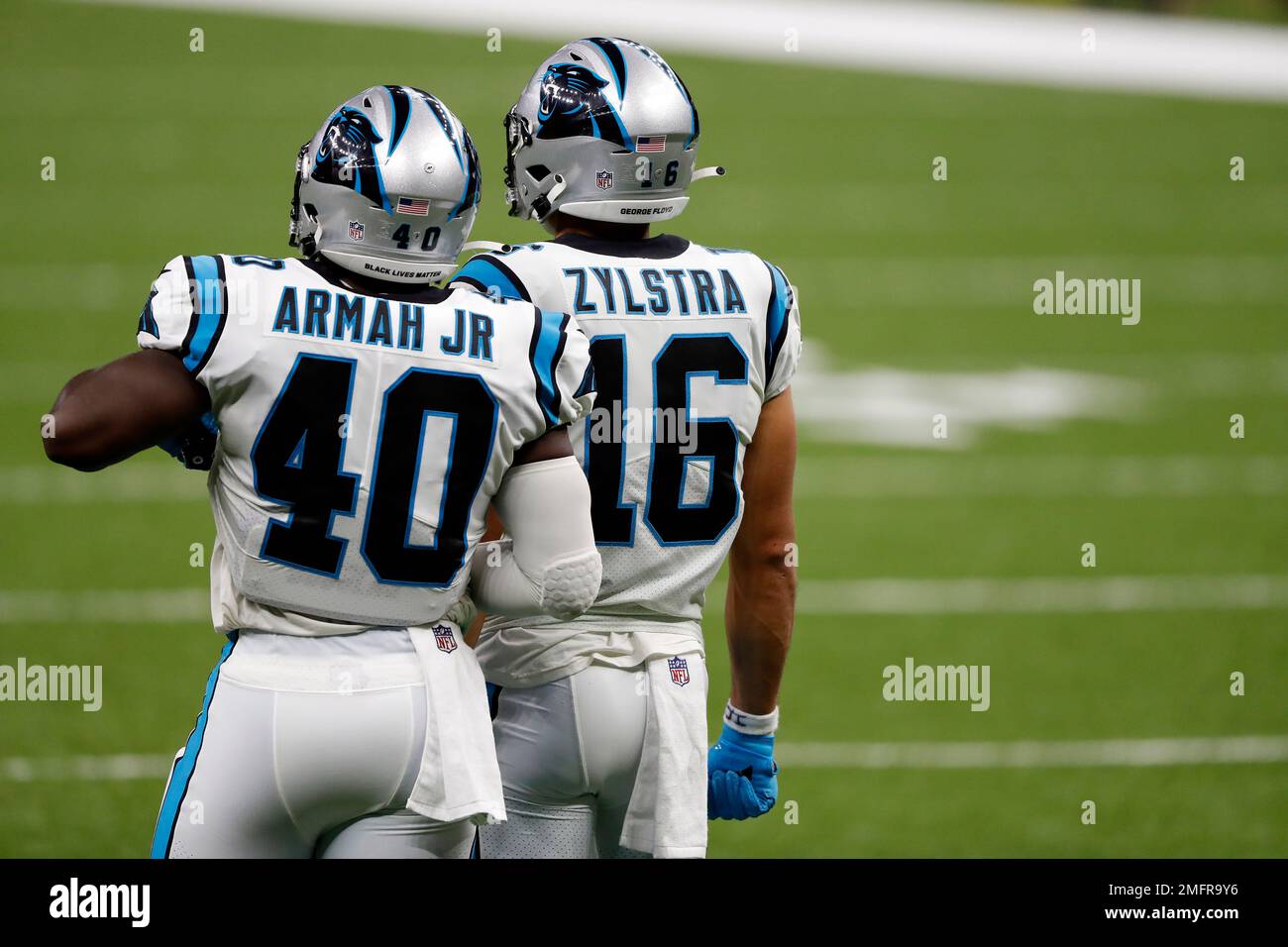 Carolina Panthers fullback Alex Armah (40) and wide receiver Brandon ...