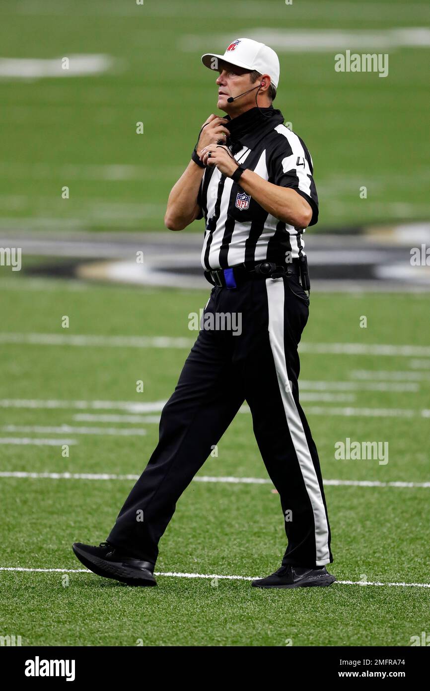 Referee Craig Wrolstad (4) during an NFL football game between the New ...