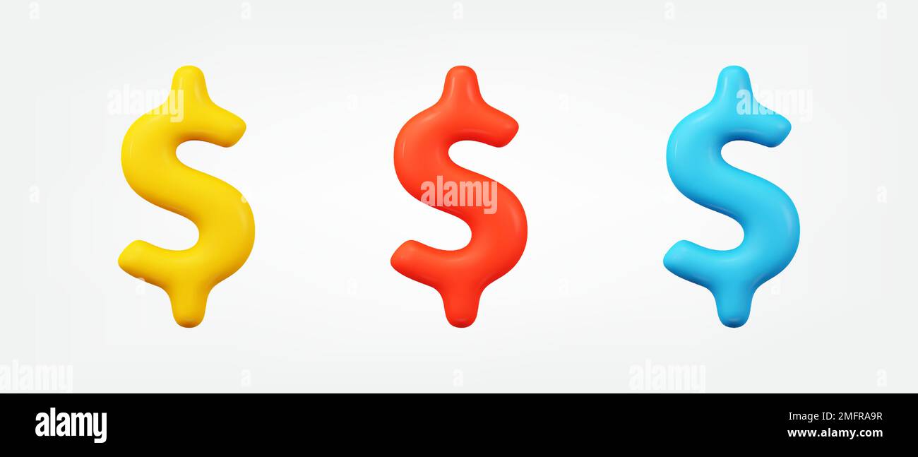 Dollar sign colorful icon set. realistic money symbol vector ...