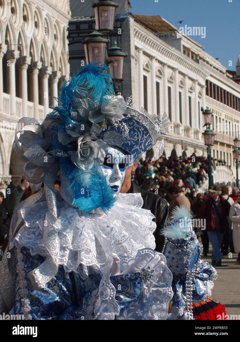 elegant and sophisticated carnival mask, turquoise and silver with ...