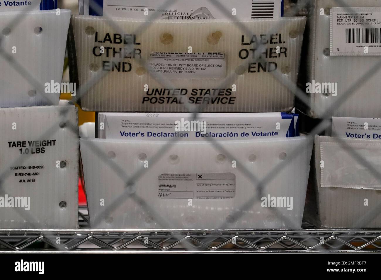 Ballots for the 2020 General Election in the United States are stacked ...
