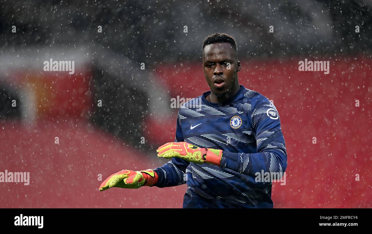 Chelsea's goalkeeper Edouard Mendy during warm up before the English ...